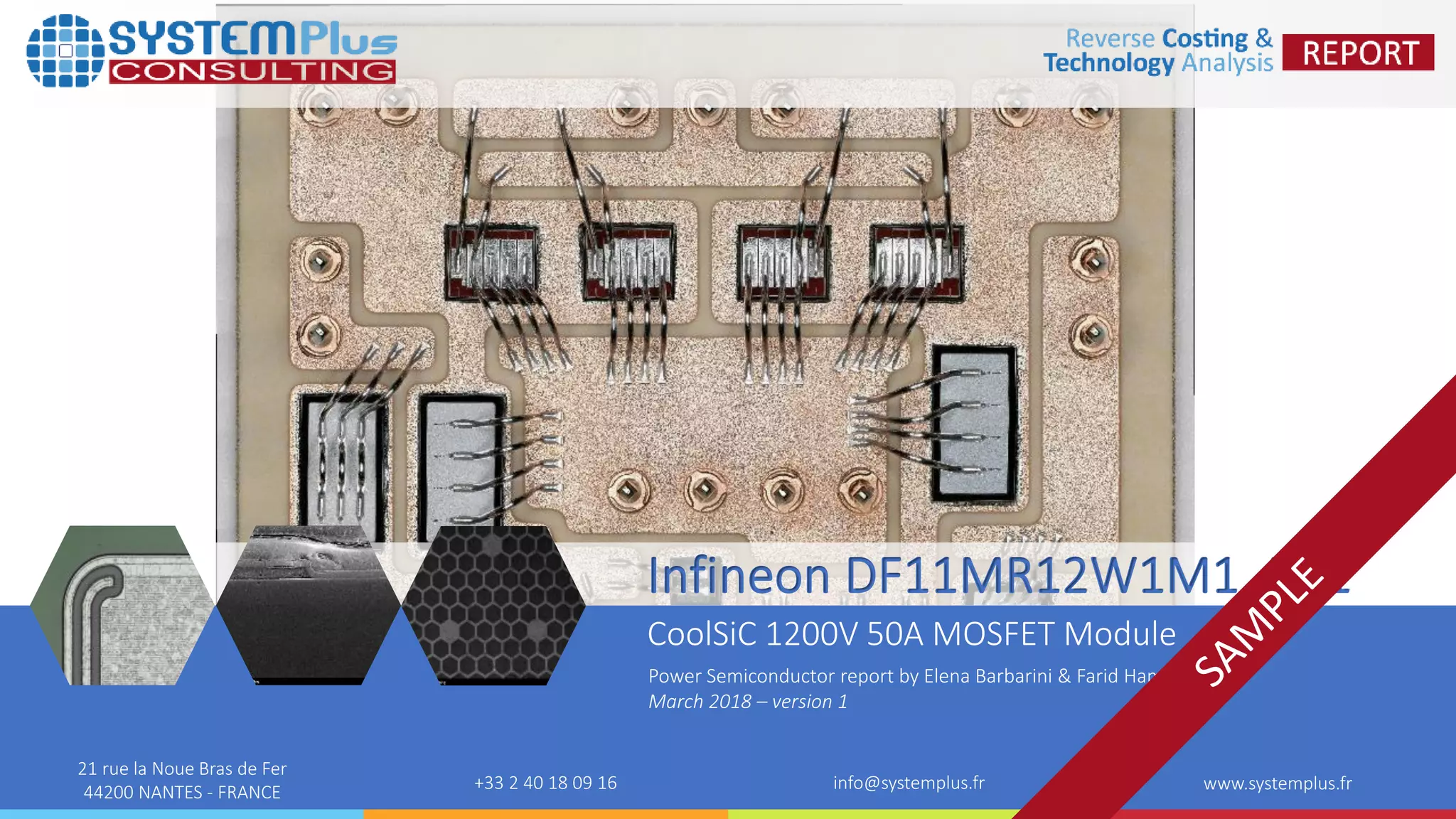 1200V CoolSiCTM MOSFET Module DF11MR12W1M1_B11, from Infineon 2018 teardown reverse costing ...