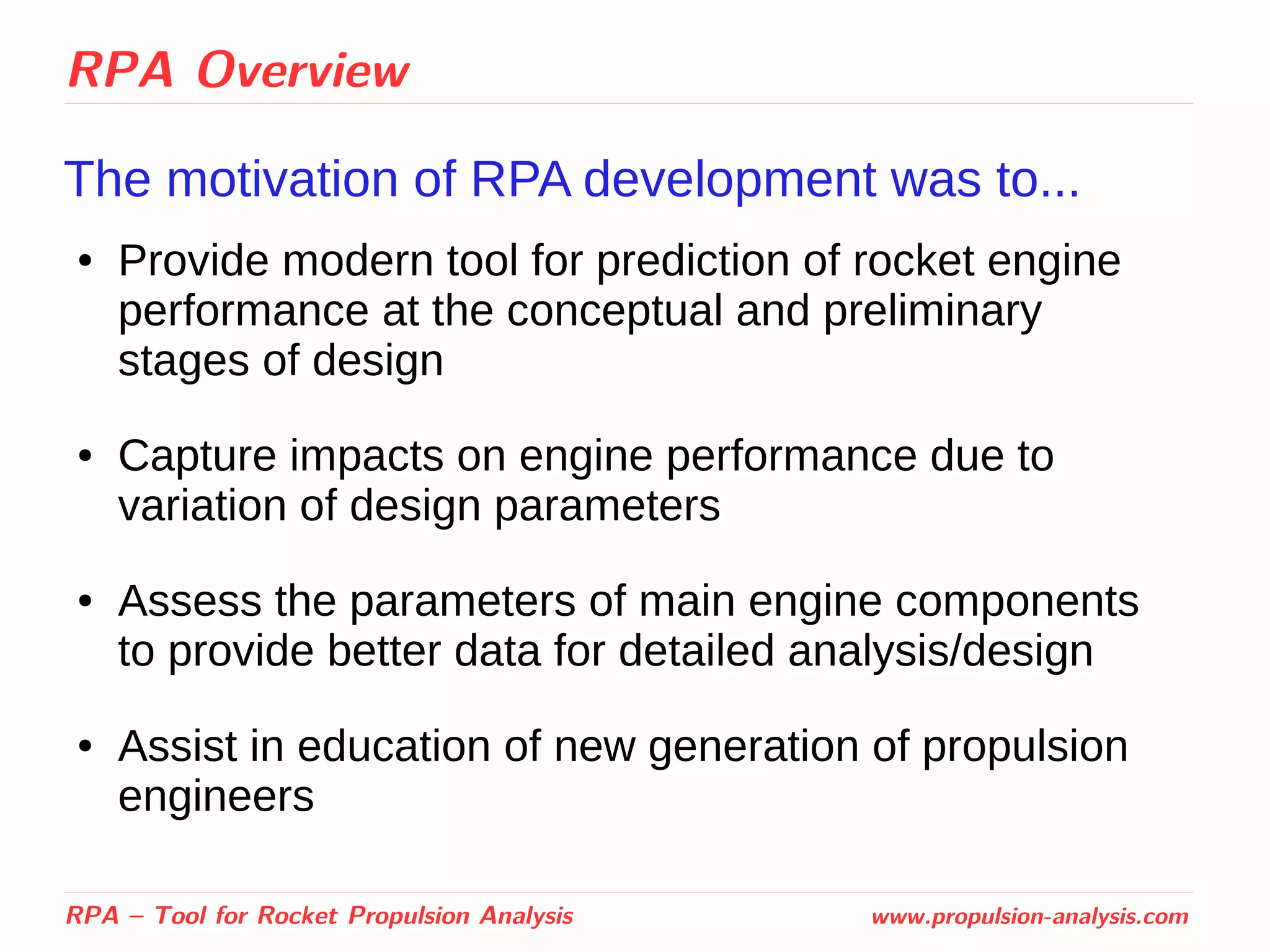 RPA - Tool for Rocket Propulsion Analysis | PPT