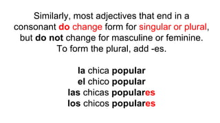 Sp 2 unit 1 ¿quién soy yo adjective agreement | PPTX