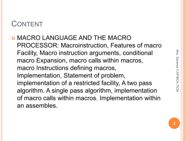 Macro Processor | PPTX | Programming Languages | Computing