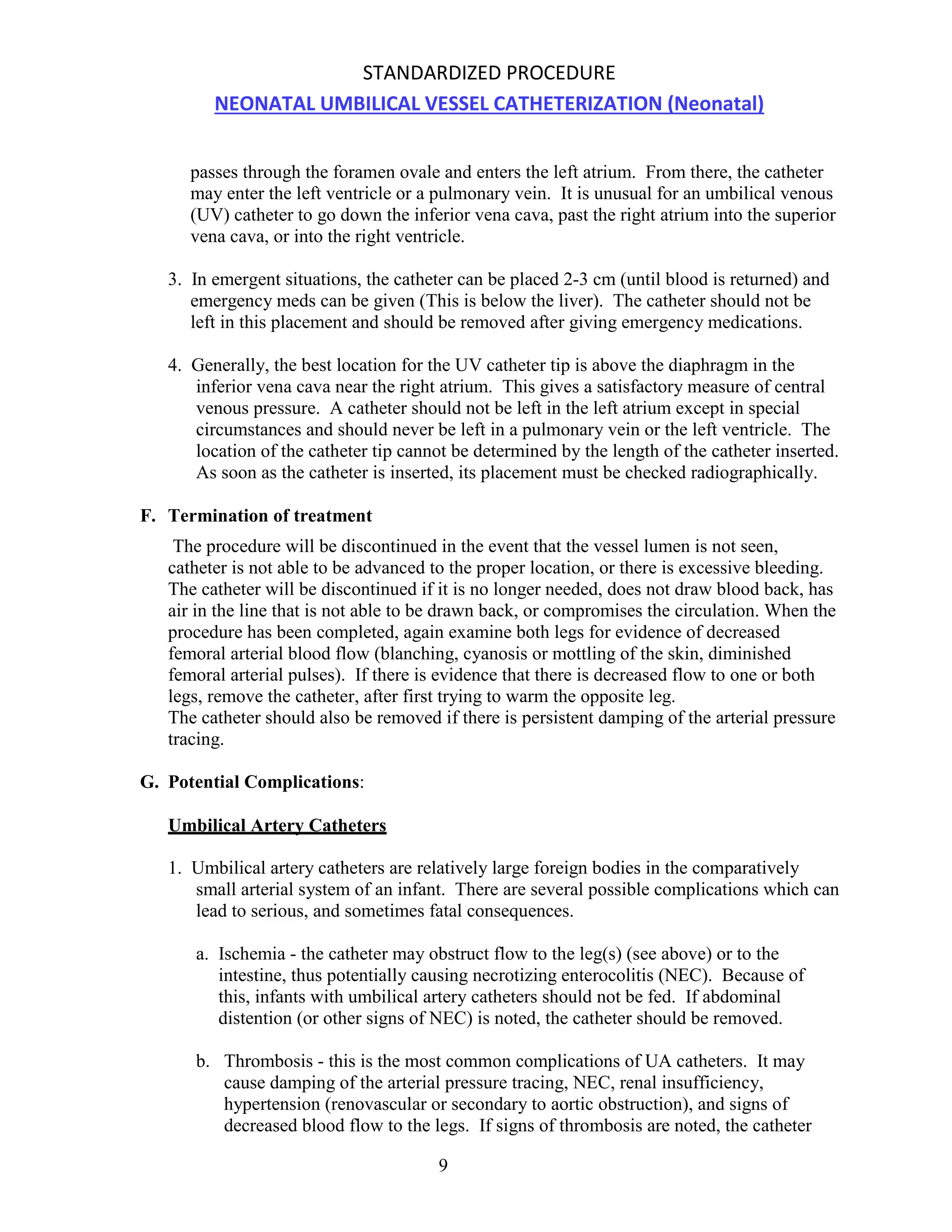 Sp30 neonatal umbilical vessel catherization (neonatal) | PDF