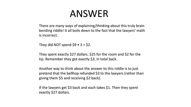 Sp 3 guys at a hotel riddle | PPT