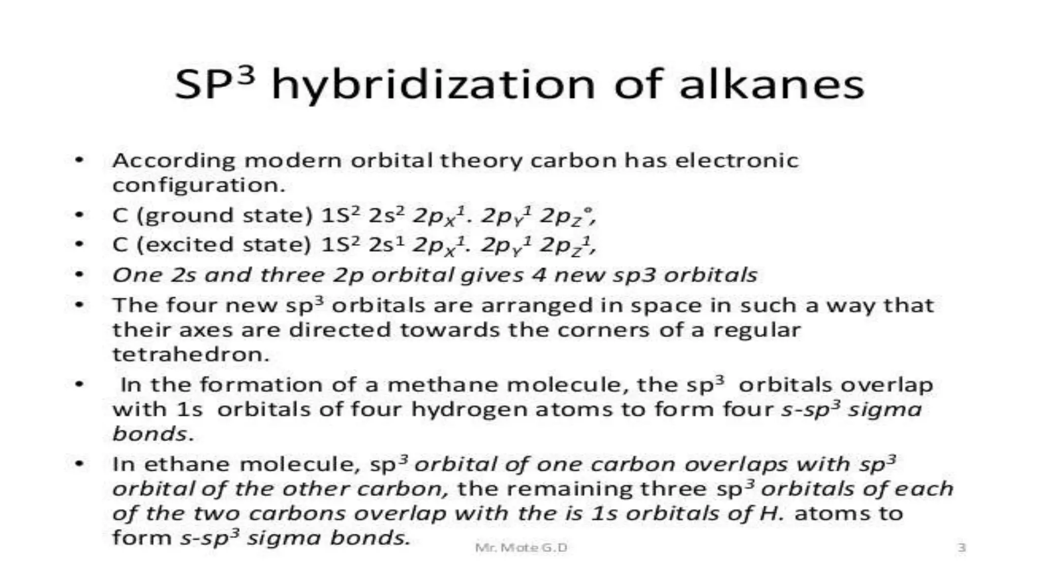 Sp3 hybridization in alkanes & Sp2 hybridization in alkenes. | PPTX