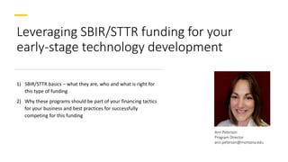Startup Advisor Lunch & Learn: SBIR/STTR Applications | PPT
