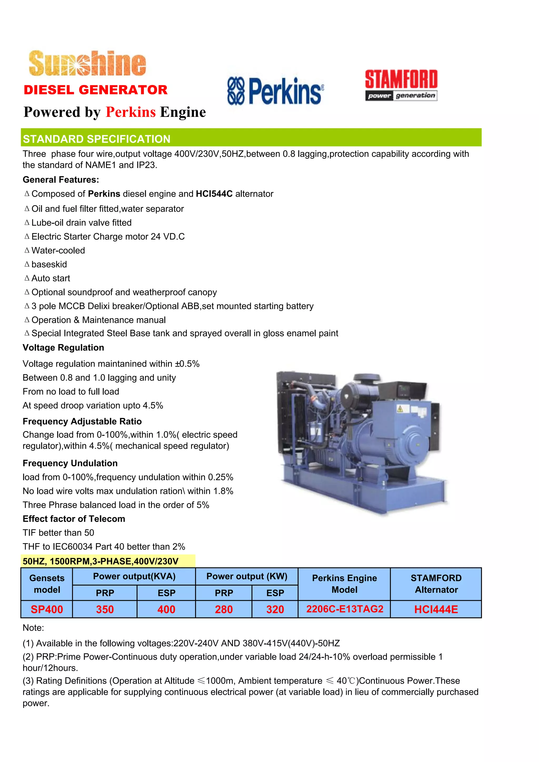 Sp400 350kva uk perkins with stamford data sheet | PDF