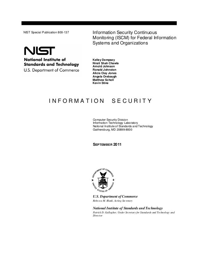 NIST SP 800-137 Information security continuous monitoring (ISCM)