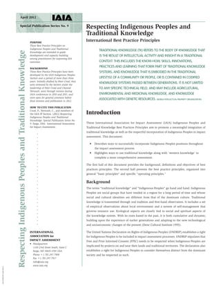 Respecting Indigenous Peoples and Traditional Knowledge | PDF
