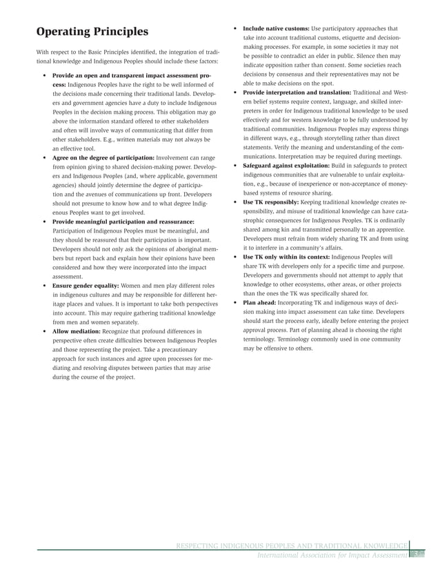 Respecting Indigenous Peoples and Traditional Knowledge | PDF