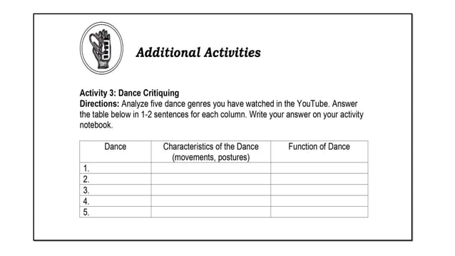 FUNCTIONS OF DANCE | PPTX