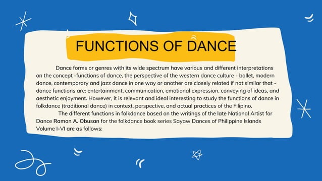 FUNCTIONS OF DANCE | PPTX