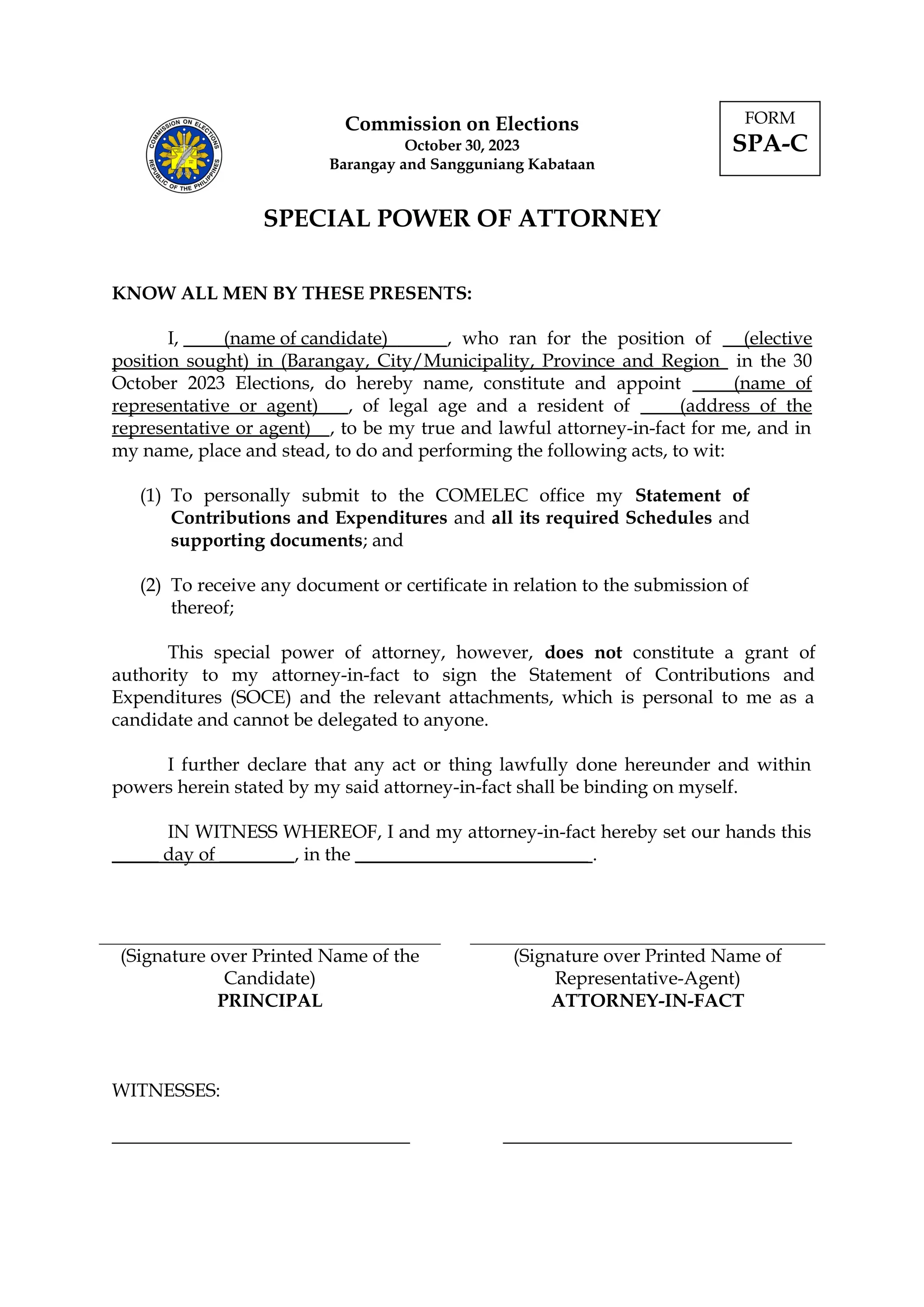 Authority to Submit SOCE (SPA) Authority to Submit SOCE | DOC