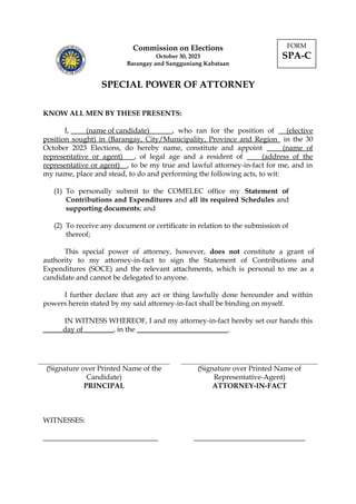 Authority to Submit SOCE (SPA) Authority to Submit SOCE | DOC | Law