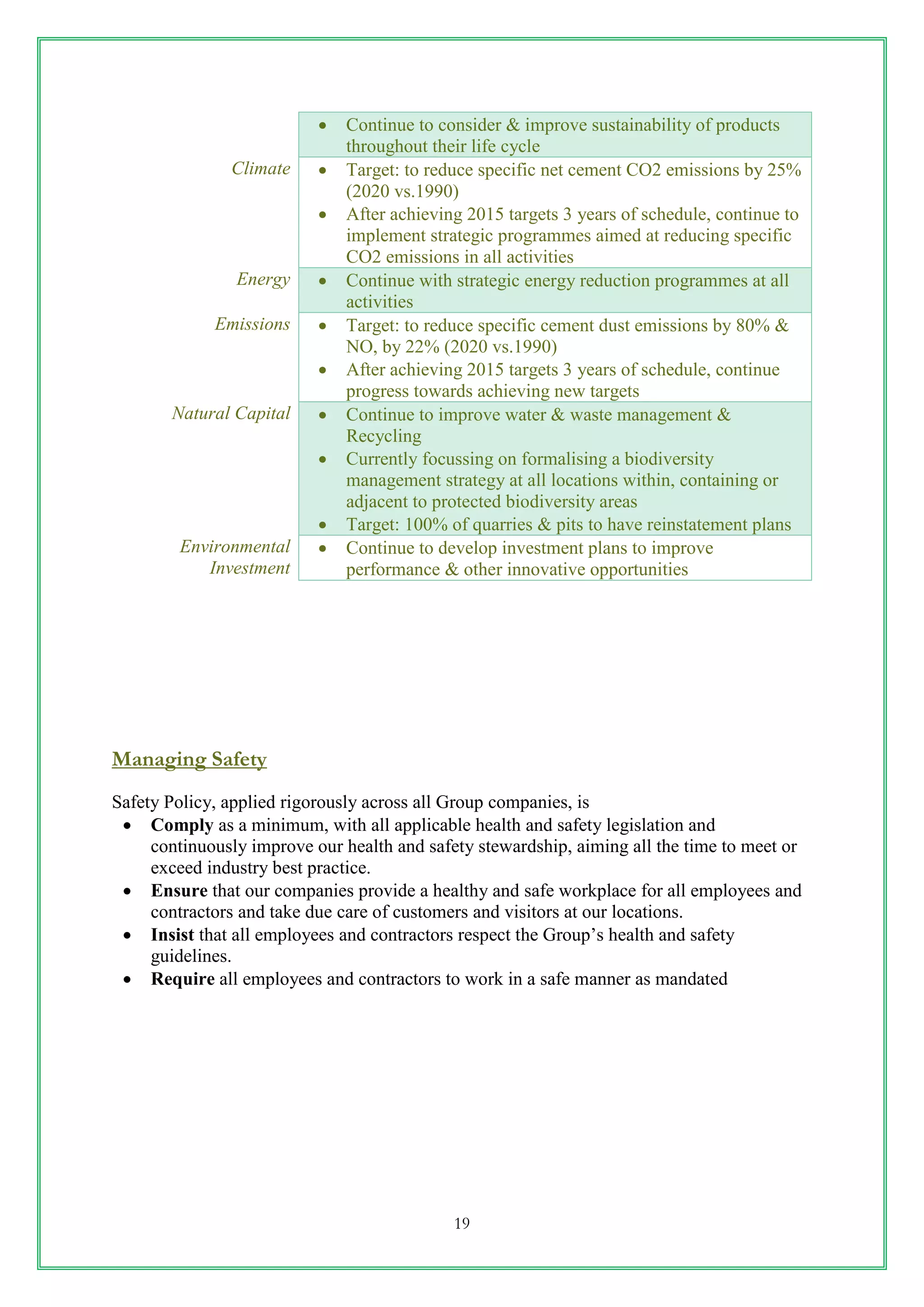 Cement Manufacturing & Sustainability Reports | PDF