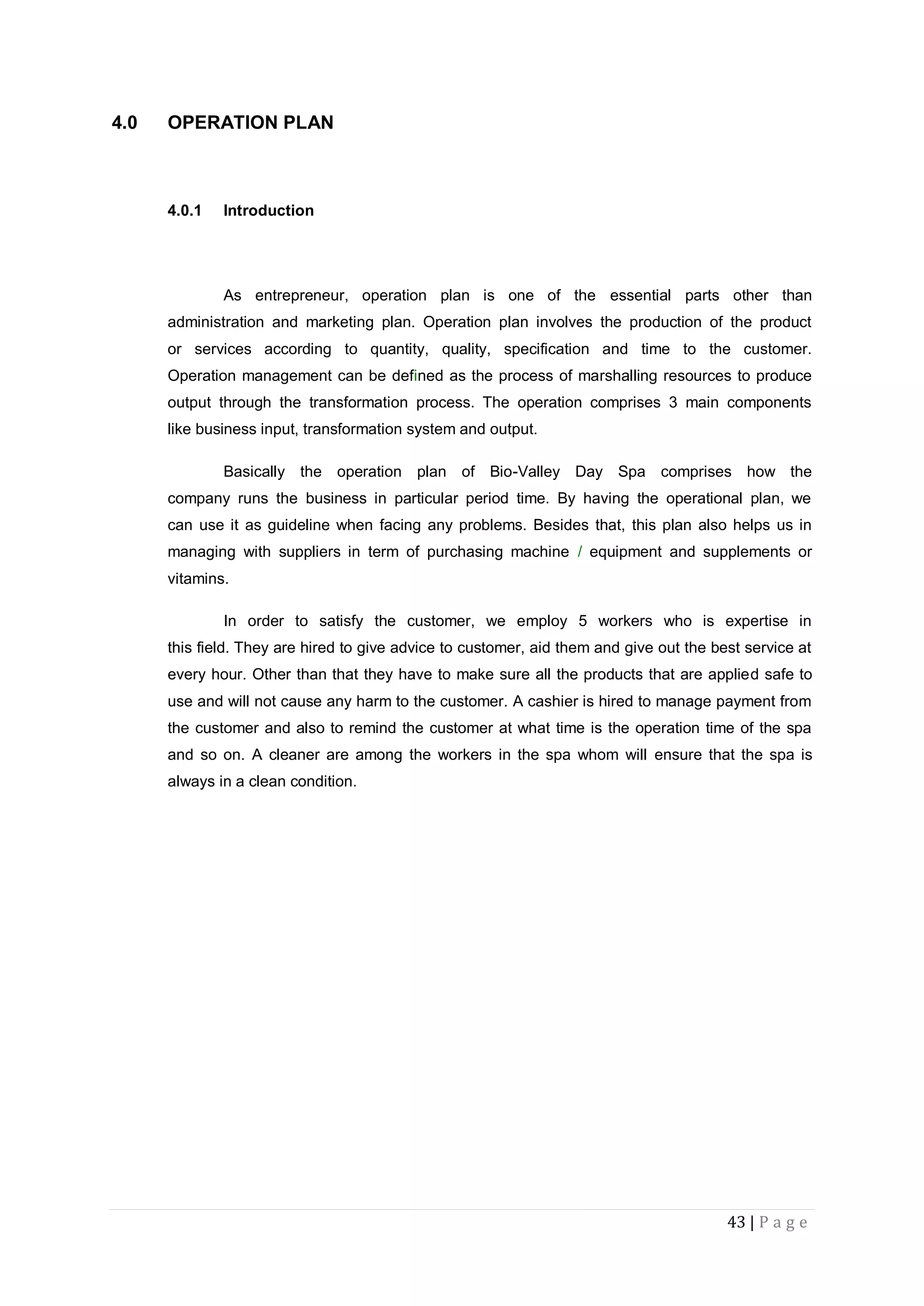 Spa business plan example rose | PDF