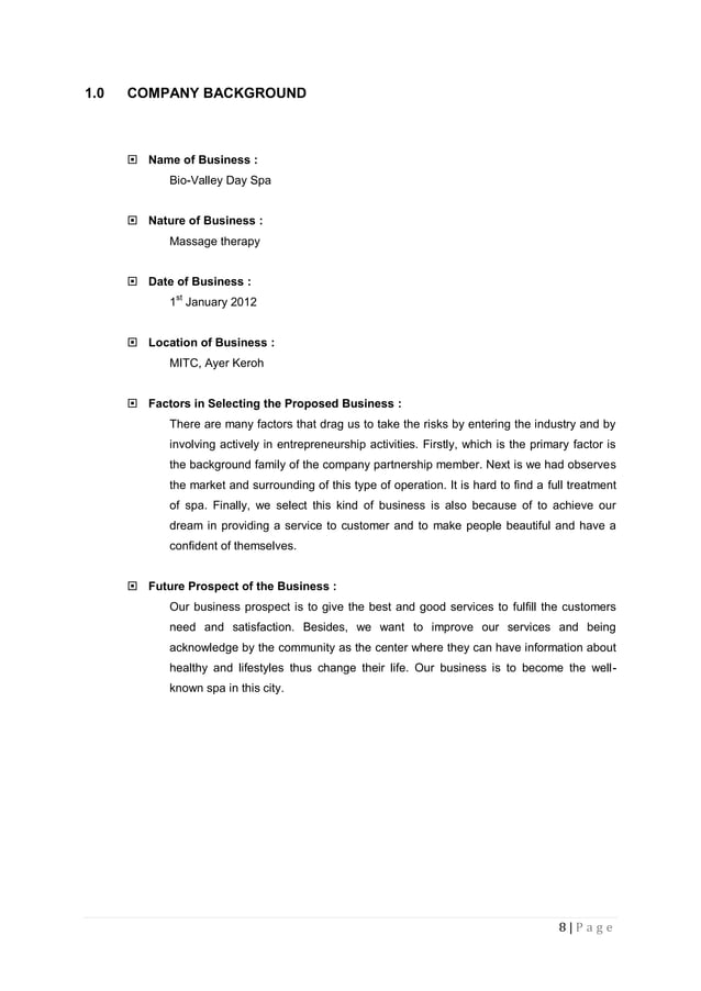 Spa business plan example rose | PDF | Startups | Business