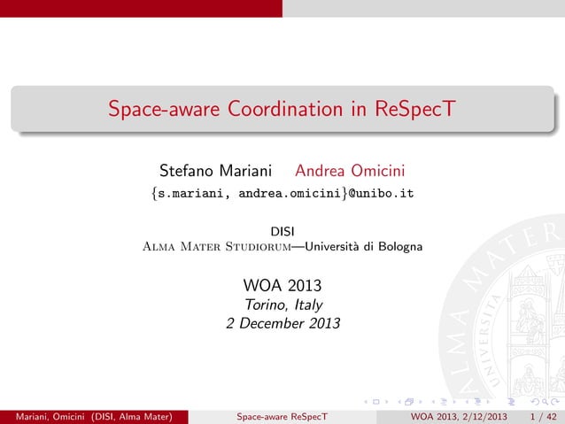 Space-aware Coordination in RespecT | PPT