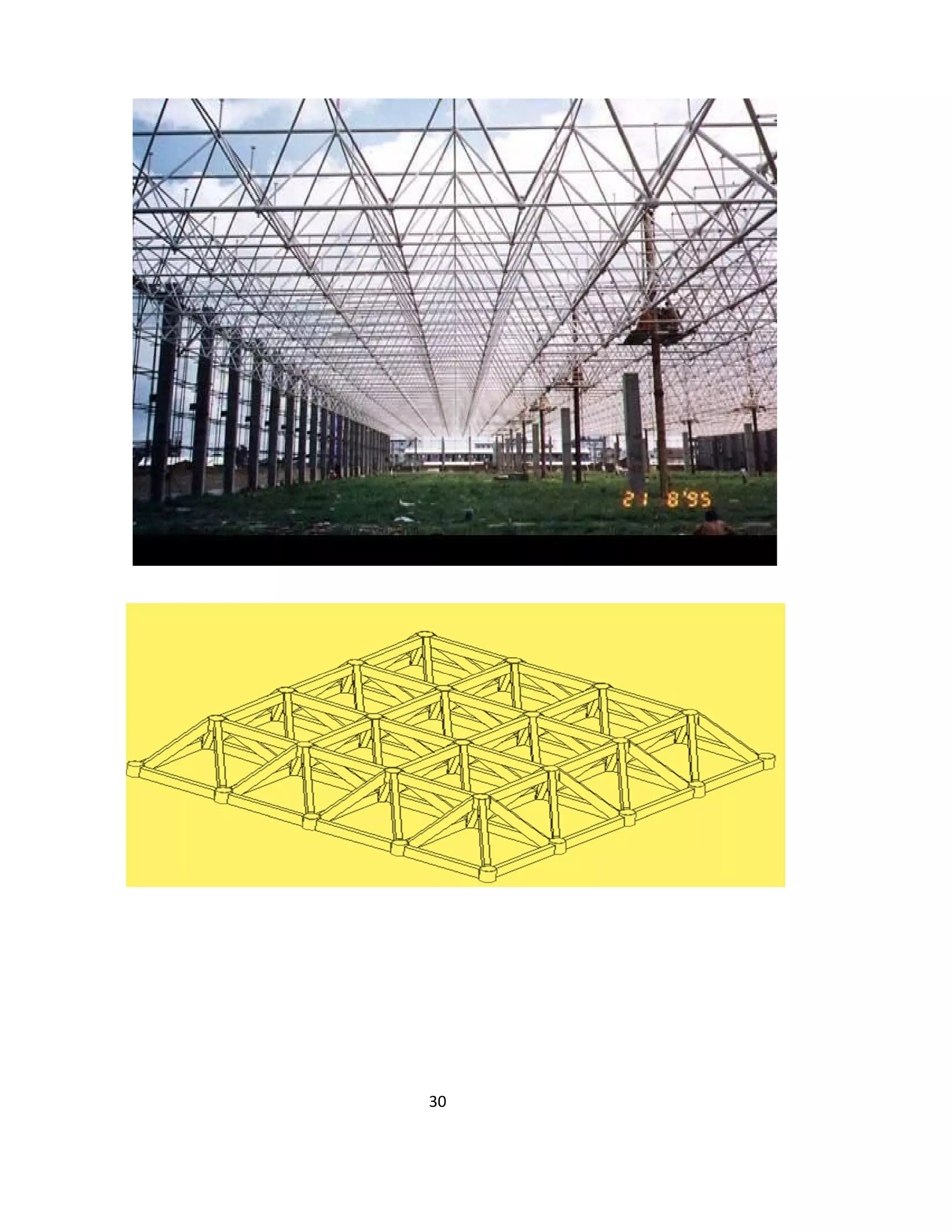 السقوف الشبكية الفراغية Space & diagrid frames- Design | PDF