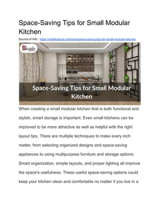 Space-Saving Tips for Small Modular Kitchen | PDF