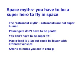 Space Tourism Presentation Brackley Seniors | PPT