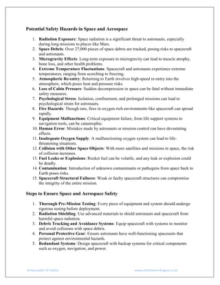 Space and Aerospace Safety by Amb Steve Mbugua | PDF