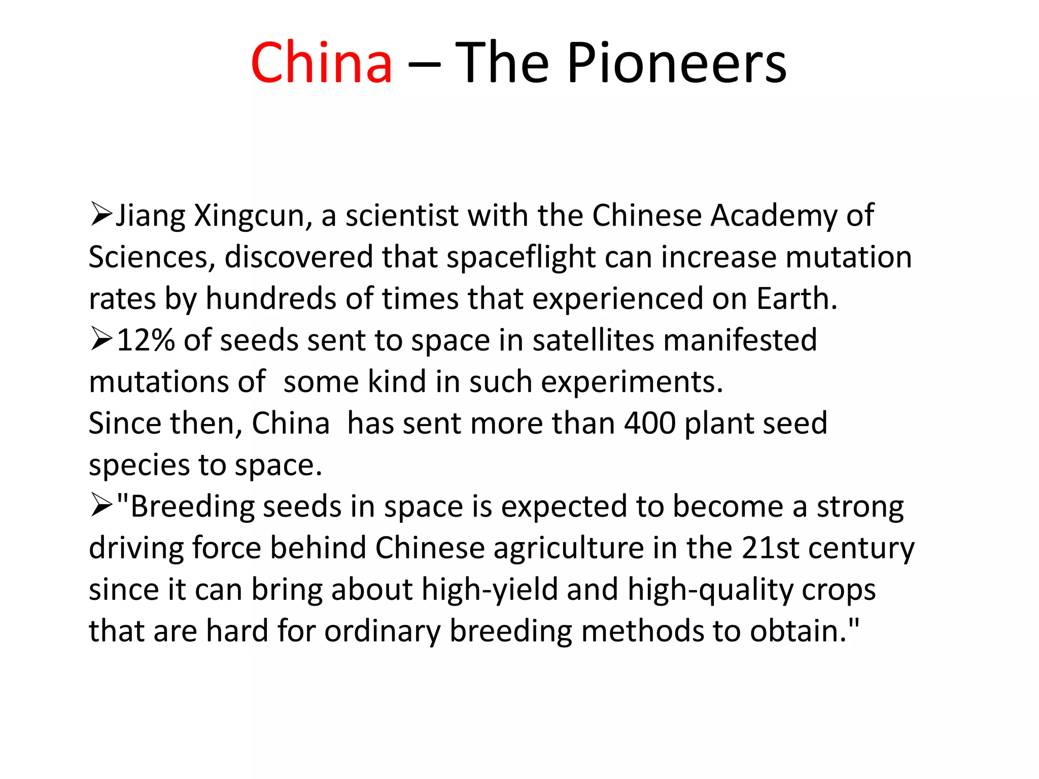 Crop improvement / Space breeding | PPTX
