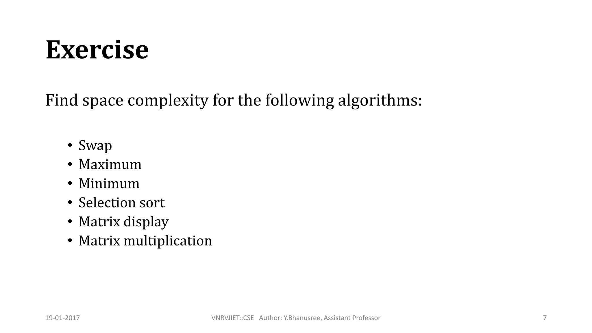 Space complexity | PPTX