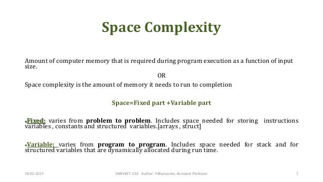Space complexity