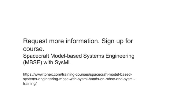Spacecraft MBSE-SysML, Hands-On Training | PPTX | Technology Industry | Industries