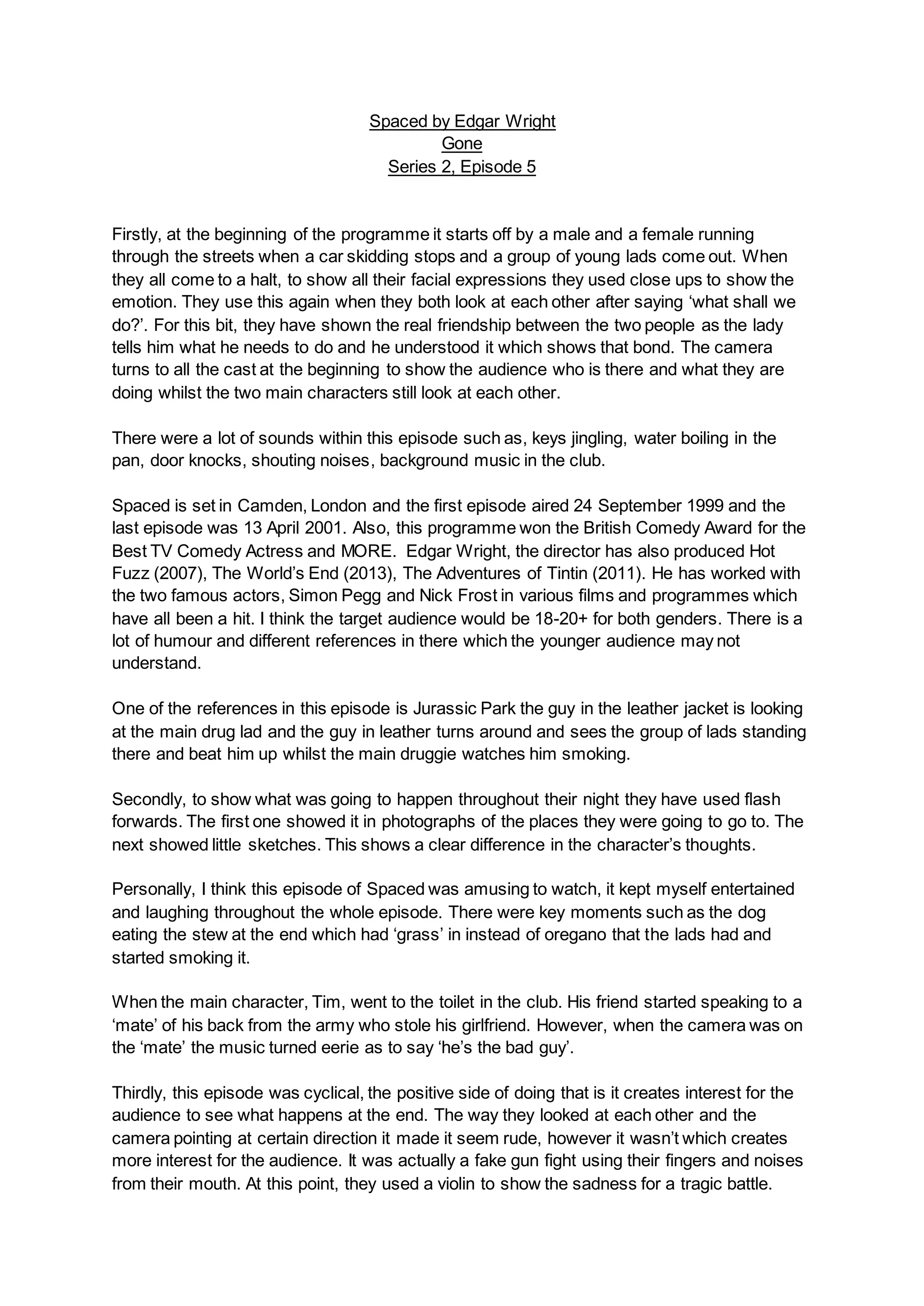 Spaced By Edgar Wright | DOCX