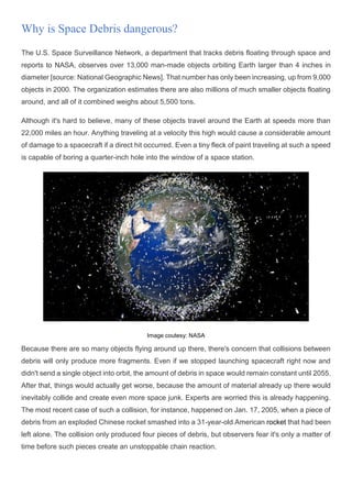 Space Debris - An Environmental Problem for Space Missions | PDF