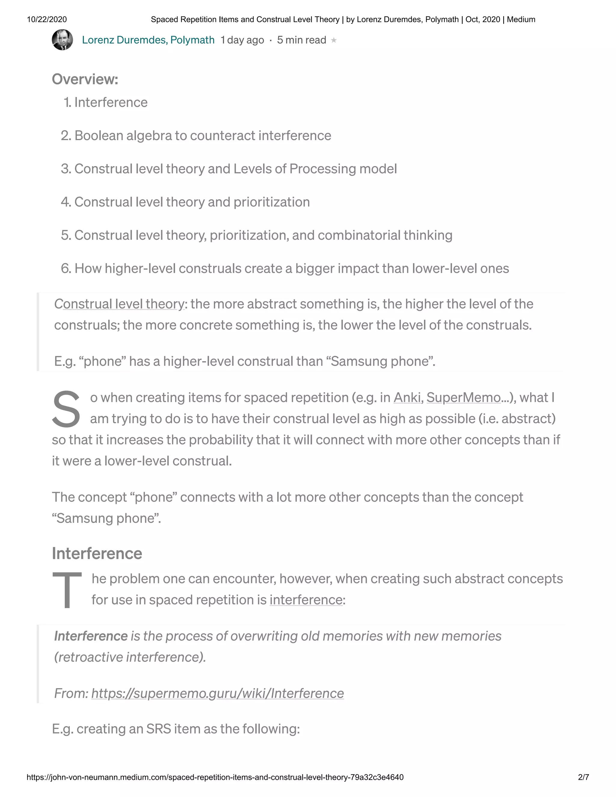 Spaced Repetition Items and Construal Level Theory | PDF