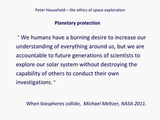 Ethics of space exploration lecture | PPT