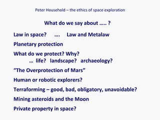 Ethics of space exploration lecture | PPT