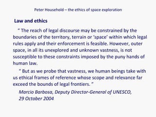 Ethics of space exploration lecture | PPT