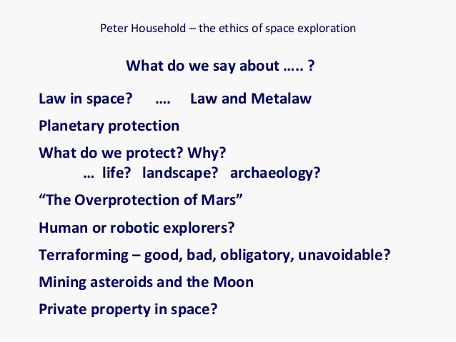 Ethics of space exploration lecture