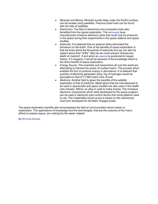 Space exploration benefits essay example | DOCX