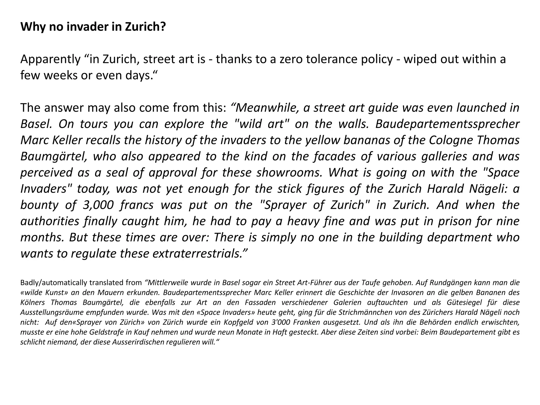 Space Invader Zurich | PDF