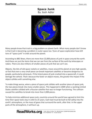 Space junk 1130_passage_and_questions | PDF