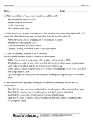 Space junk 1130_passage_and_questions | PDF