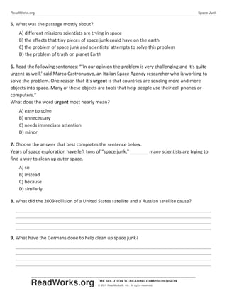 Space junk 1130_passage_and_questions | PDF