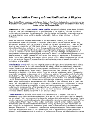 Space lattice theory a grand unification of physics | PDF