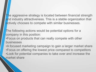 Strategy Analysis and Selecting ( Space Matrix) | PPT