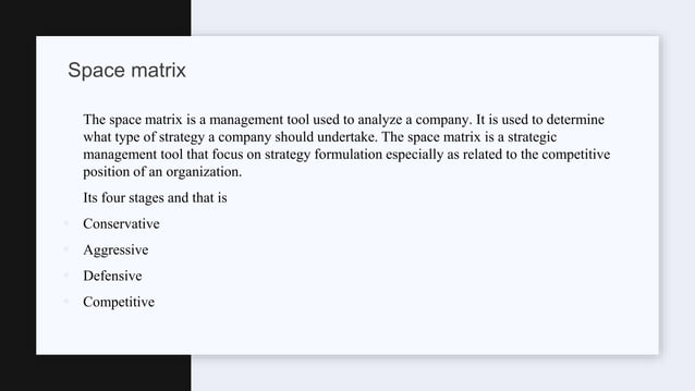 Space matrix in stratigic management | PPT