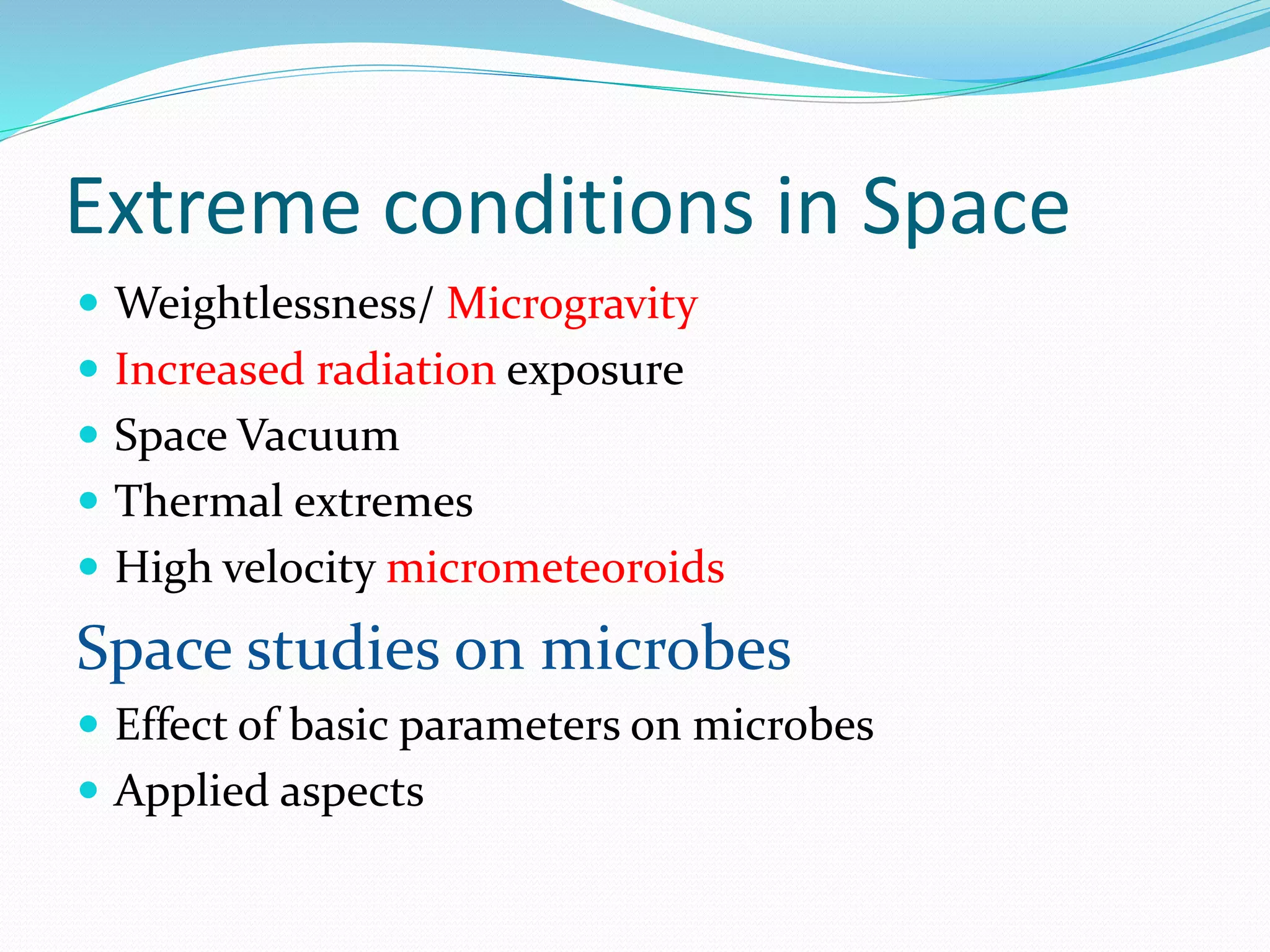 Space microbiology | PPTX