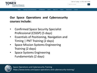 Space operations and cybersecurity training | Tonex Training | PPTX