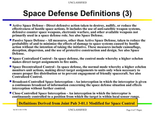 Space policy space warfare definitions-unclassified | PPT