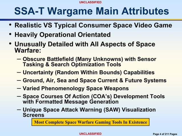 Space policy theoretical space wargame software-unclassified | PPT | Action Video Games | Video ...