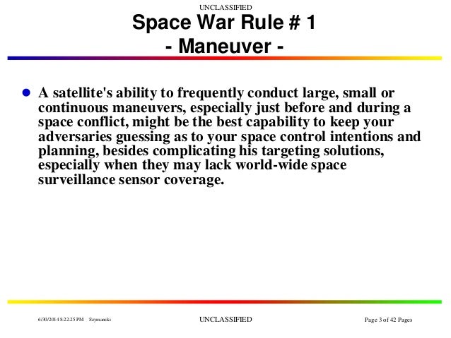 Space policy top 40 rules for space war-unclassified