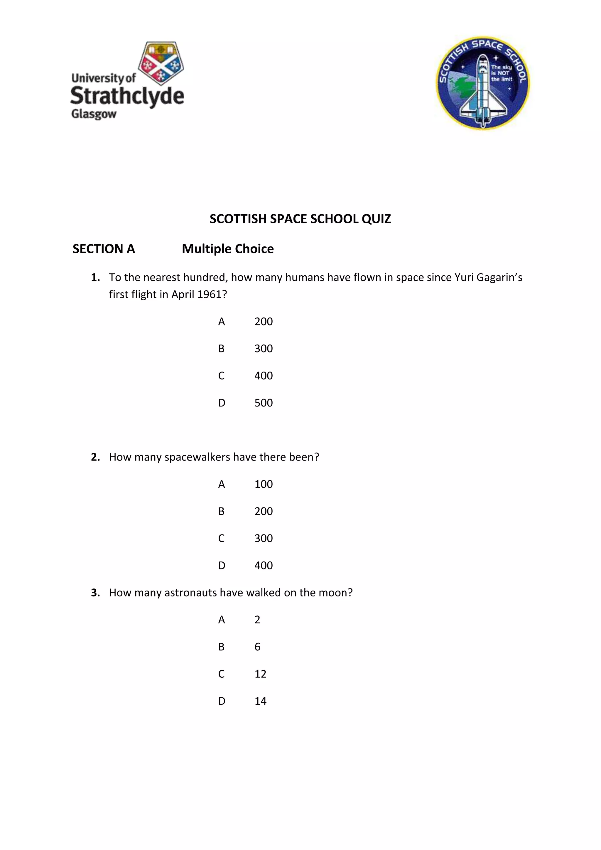 Space Quiz | DOCX