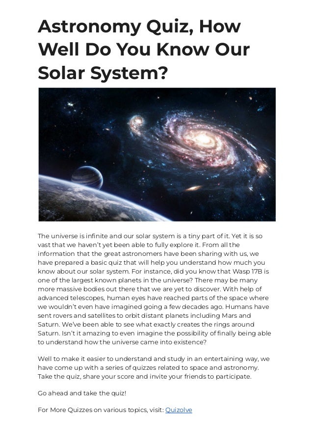 Quiz: Space and Astronomy | PDF